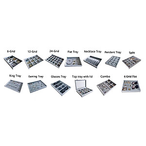 Svea Display Grey Velvet Stackable Organizer Premium Quality Stackable Tray (6 Grid Flat)