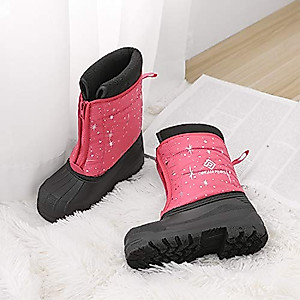 DREAM PAIRS Boys Girls Waterproof Winter Snow Boots,Size 2 Little Kid,Fuchsia/Multi,KSTAR