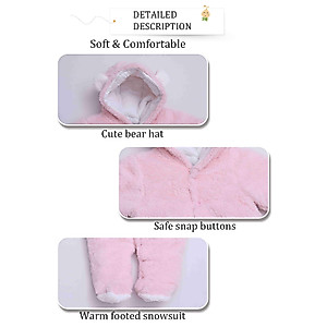 XMWEALTHY Baby Clothes for Girls Boys Winter Coats Newborn Cute Jumpsuit Romper Baby Snowsuits Outfits Gifts Pink S