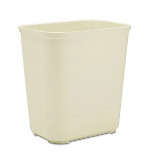 Rubbermaid 254300BG Fire-Resistant Wastebasket, Rectangular, Fiberglass, 7gal, Beige