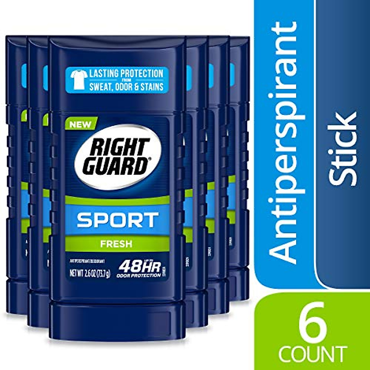 Right Guard Sport Antiperspirant Up To 48HR, Fresh, 2.6 Oz (Pack of 6)