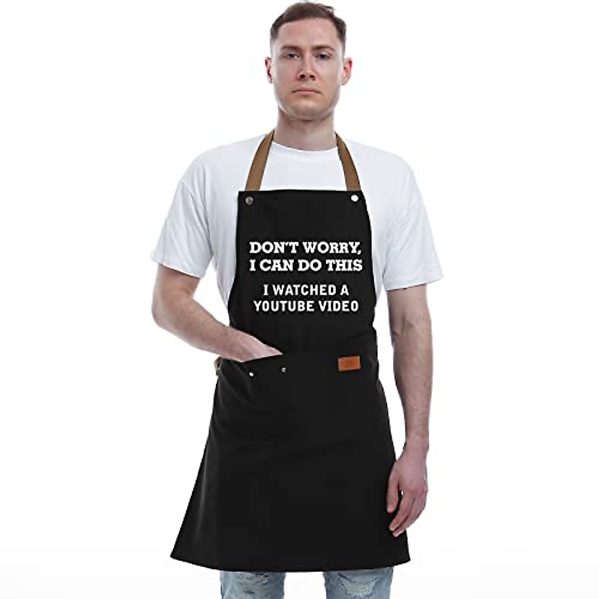 REHAVE Gifts for Dad, Mom, Father's Day Gifts From Daughter Son, Gifts for Men, Gifts for Husband, Boyfriend, Brother, Unique Birthday Gifts – BBQ Cooking Chef Apron 3 Pockets, Kitchen Baking Gifts