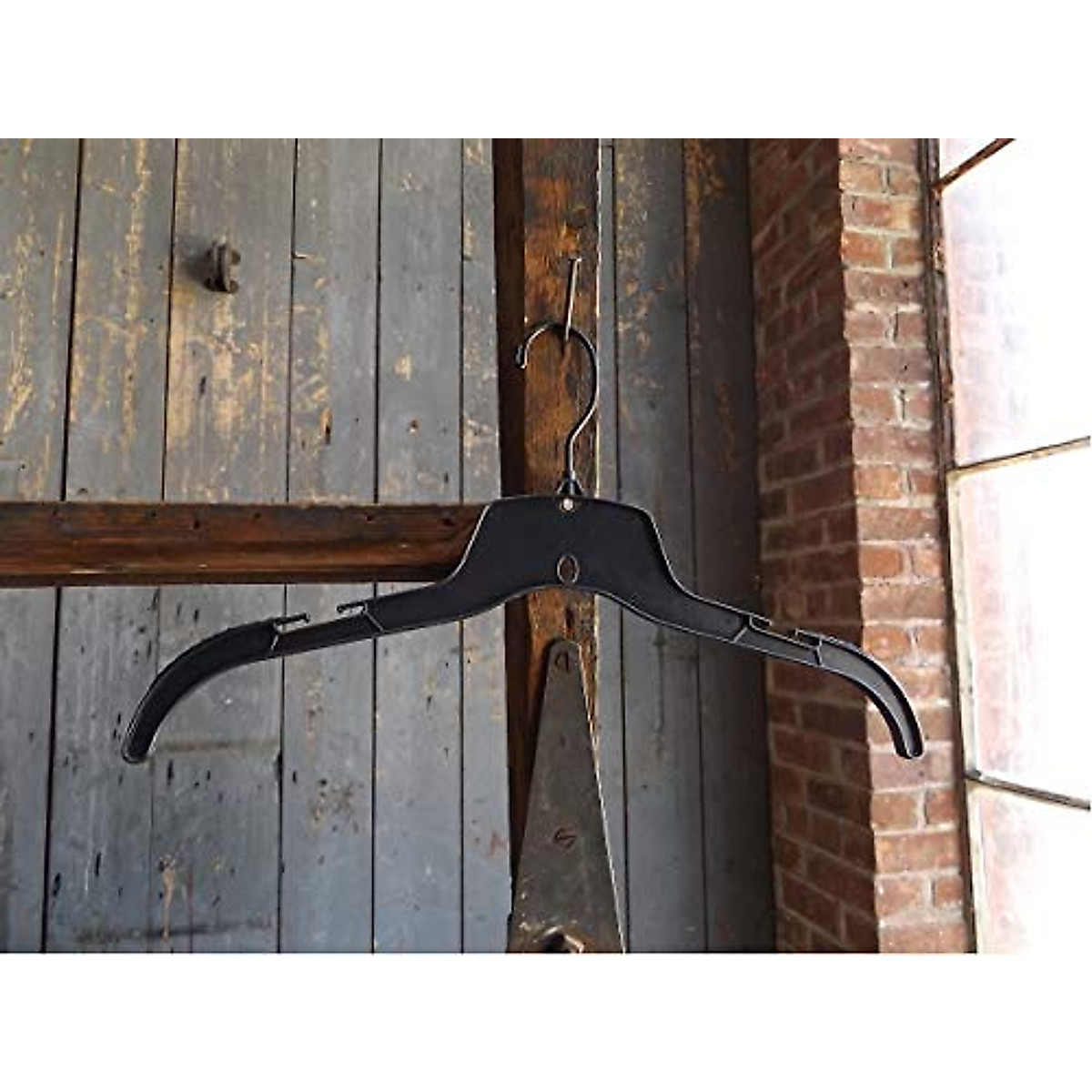 NAHANCO 25500BHMG Plastic Shirt/Dress Hanger with Black Swivel Hook and Molded Non-Slip Shoulders, Heavy Weight, 17", Black (Pack of 100)