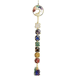Tree of Life Handmade 7 Chakras Stones Healing Crystals Tree of Life Hanging Ornament for Home Decor