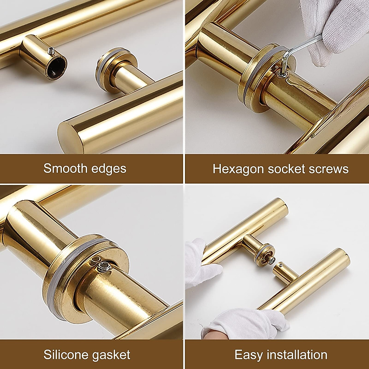 SUCHETA Modern Barn Door Handles Heavy Duty Commercial Grade Push Pull Handles Double Sided,Stainless Steel Door Grab for Interior and Exterior Door