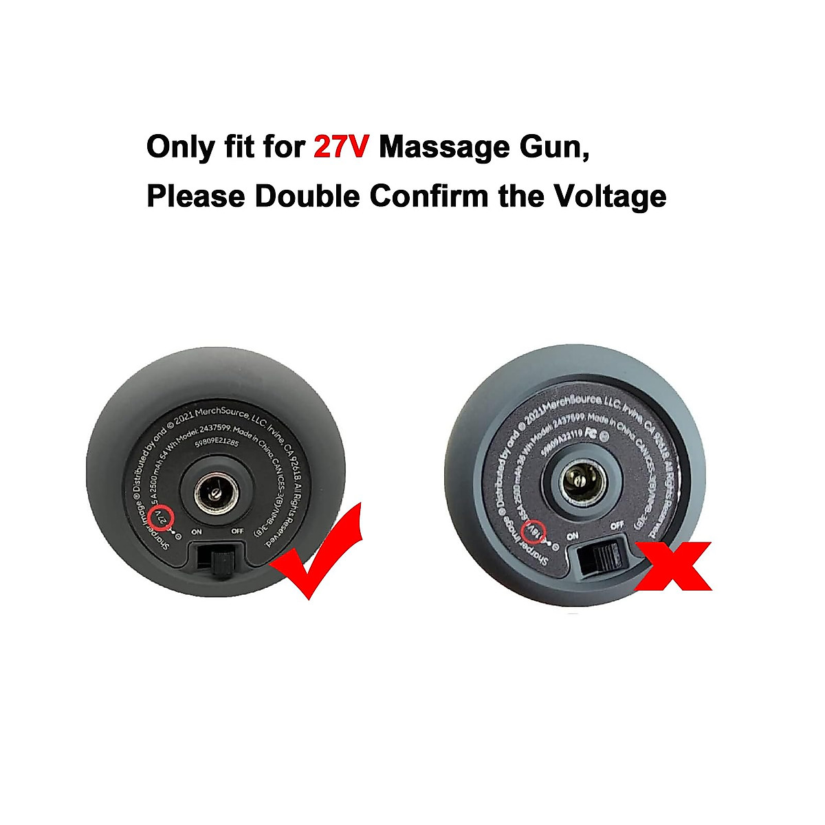 27V 0.5A 1A Power Supply Charger for Sharper Image 1011666 1013002 1012667 1013983 1013985 2437599 Powerboost Deep Tissue Cordless Massager Gun