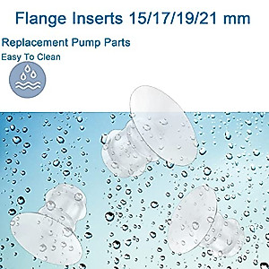 Silicone Flange Insert 15mm/17mm/19mm/21mm 4pcs Wearable Breast Pump Accessories,Compatible with S9/S10/S12/S4DW,Electric Breast Pump Parts Replace (4 Size Set)