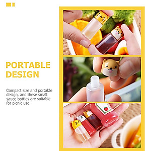 Yardwe 6pcs Condiments Squeeze Bottles with 2pcs Droppers Mini Cartoon Seasoning Sauce Bottle Animal Cap Refillable Vinegar Container Ketchup Honey Sauce Wrapping Tube Dispenser