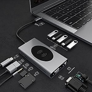 WPYYI USB Type C Hub USB 3.0 Type-C Hub to HDMI Adapter 4K Thunderbolt 5 USB C Hub with TF SD Reader Slot PD