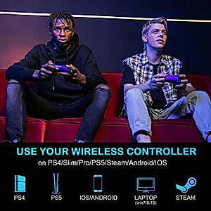 YU33 Ymir Scuf Wireless Controller Works with Modded PS4 Controller, Elite Control Remote Fits Playstation 4 Controller, Joystick/Controles de Pa4 with Mapping/Turbo/1200 mAh Battery, Purple