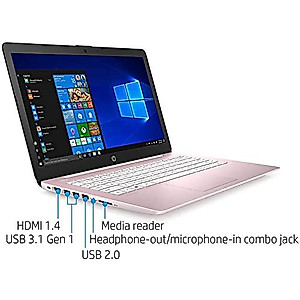 HP 2022 Newest Stream 14" HD Laptop, Intel Celeron N4000(up to 2.6GHz), 16GB RAM, 320GB Space(64GB eMMC+256GB Card), 1-Year Office 365, WiFi, HDMI, USB, Webcam, Bluetooth, Windows 10S, Pink+JVQ MP