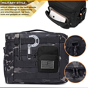 DBTAC Tactical Lunch Bag for Men Women, 12 Cans Insulated Lunch Box for Adult | 9L Leakproof Lunch Cooler Tote for Work Office Outdoor Travel | Soft Easy To Clean Liner x2, Black Camo