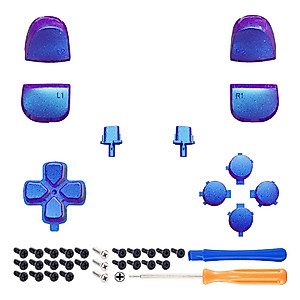 eXtremeRate Replacement D-pad R1 L1 R2 L2 Triggers Share Options Face Buttons, Chameleon Purple Blue Full Set Buttons Compatible with ps5 Controller BDM-010 & BDM-020