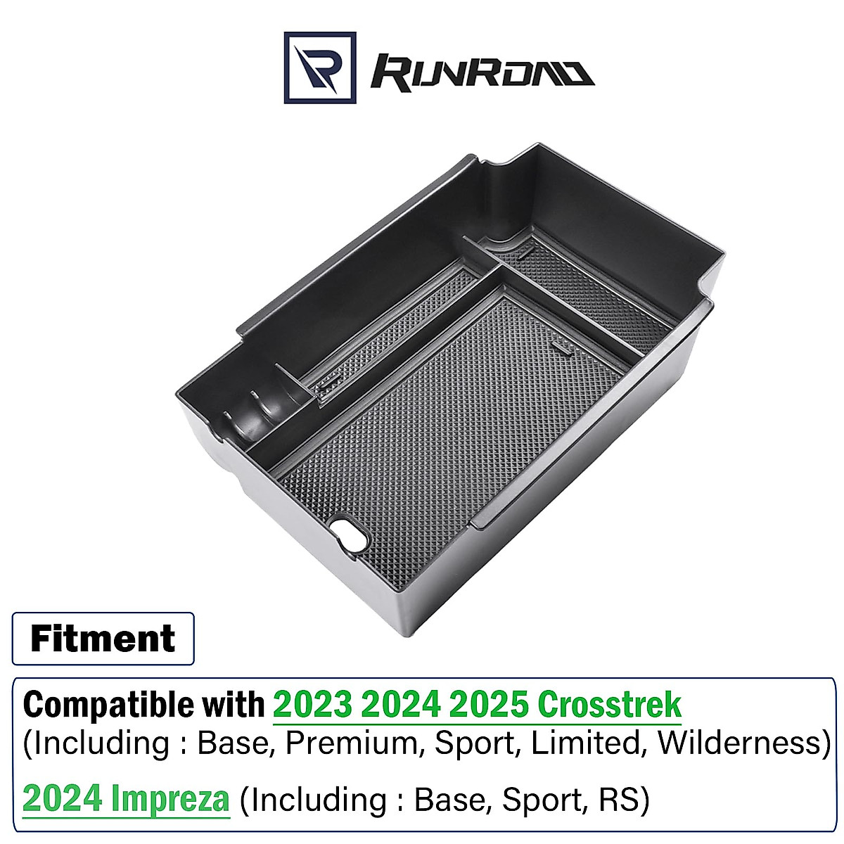 RUNROAD Center Console Organizer Compatible with Subaru Crosstrek 2023 2024 2025 & Impreza 2024 Accessories, Insert Secondary Storage Box Console Organizer Armrest Tray, Black