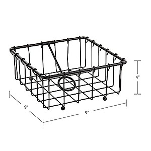 Giftburg Loop & Wire Buffet Caddy Tabletop Organizer, Flatware Napkin and Plate Picnic Caddy Stackable Serving Set, Black