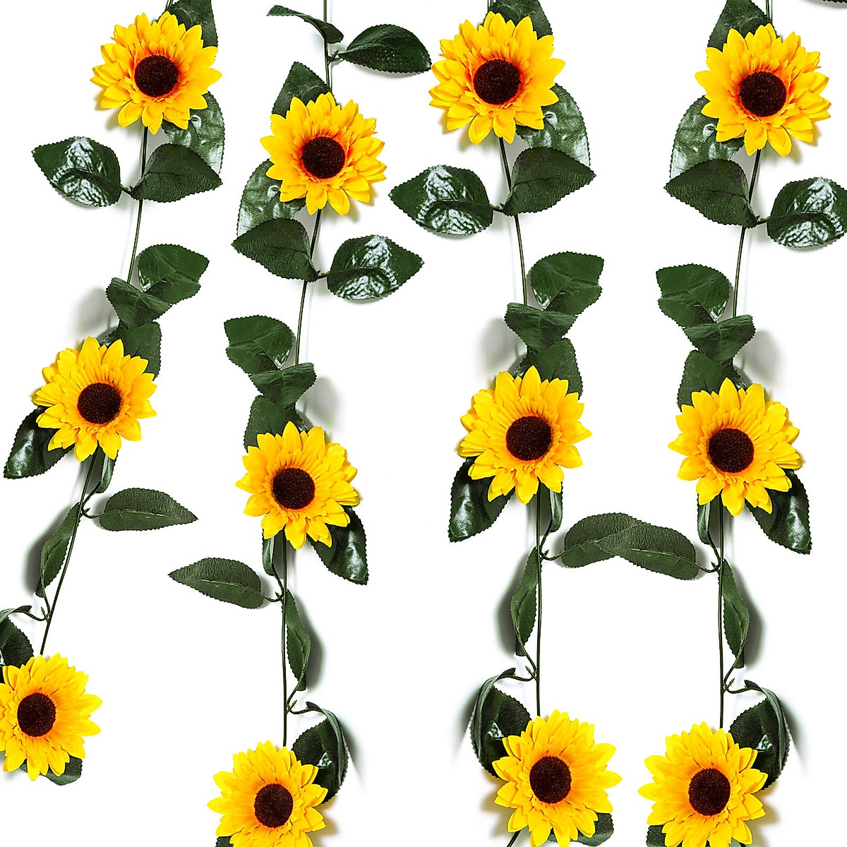 Houele 2 Pack Artificial Sunflower Garland 7.9 FT Silk Sunflower Hanging Vine with Artificial Flowers Green Leaves Wedding Table Home Decor Garden Craft Party Decoration