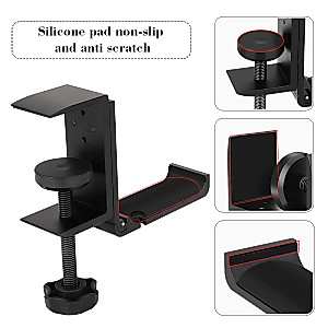 NCHONHONG Headphone Holder with Cable Organizer Aluminum Foldable Headset Stand Hanger Under Desk Save Space Headphone Hook for Universal Headphones