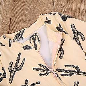 CIYCUIT Baby Girls Cactus Footies Newborn Zip Up Onesie Romper (B Cactus, 0-3 Months)