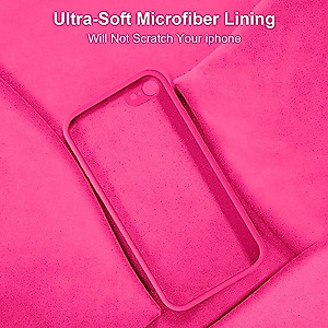 Vooii for iPhone SE Case 2022/3rd/2020,iPhone 8/7 Case, Upgraded Liquid Silicone with [Square Edges] [Camera Protection] [Soft Anti-Scratch Microfiber Lining] Phone Case for iPhone SE - Hot Pink