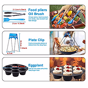 Fujampe Air Fryer Accessories - 8 Inch Cake Pan Set of 14 Pcs Compatible for Ninja Foodi Cosori instant Pot,Gowise, Fit 4, 4.2, 5, 5.5, 5.8 QT, 6QT Accessories for Air Fryer XL (Set of 14)