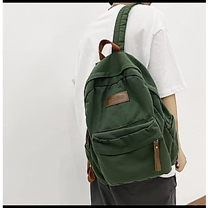 Canvas Backpack for Women Vintage Grunge Hippie Bookbags Aesthetic College School Bag Western Trendy Rucksack (Green)