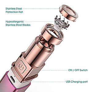 YFSMART Facial Hair Remover for Women, Portable Electric Epilator for Cheeks, Chin, Upper Lip & Arms, Waterproof Hair Trimmer (Black) (S001)