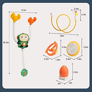 JoyGrow Bath Toys Electric Shower Head with Double 360° Rotatable Sprinkler and 3 PCS Different Spraying Sprinkler Bathtub Water Toy for Baby Kids