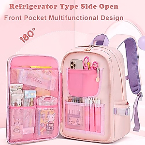 Nzahdwu Kawaii Backpack Girls, Cute Bunny Backpacks,Cartoon Large Capacity Waterproof Backpack Multifunction Laptop Travel Bag for Teens (Purple-17.7in)