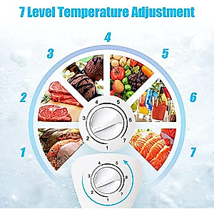Deep Frezeer 3.5 Cubic Chest Freezer, Mini Freezer Compact Deep Freezer with Top Open Door and Removable Storage Basket, 7 Gears Temperature Control, Energy Saving, for Office Dorm or Apartment
