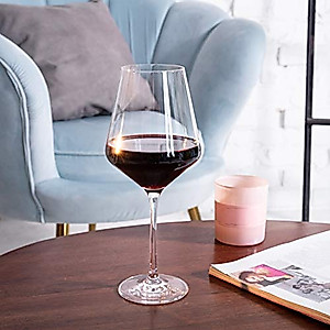 Krosno Red Wine Glasses | Set of 6 | 16.6 oz | Avant-Garde Collection | Crystal Glass | Perfect for Home, Restaurants and Parties | Dishwasher Safe