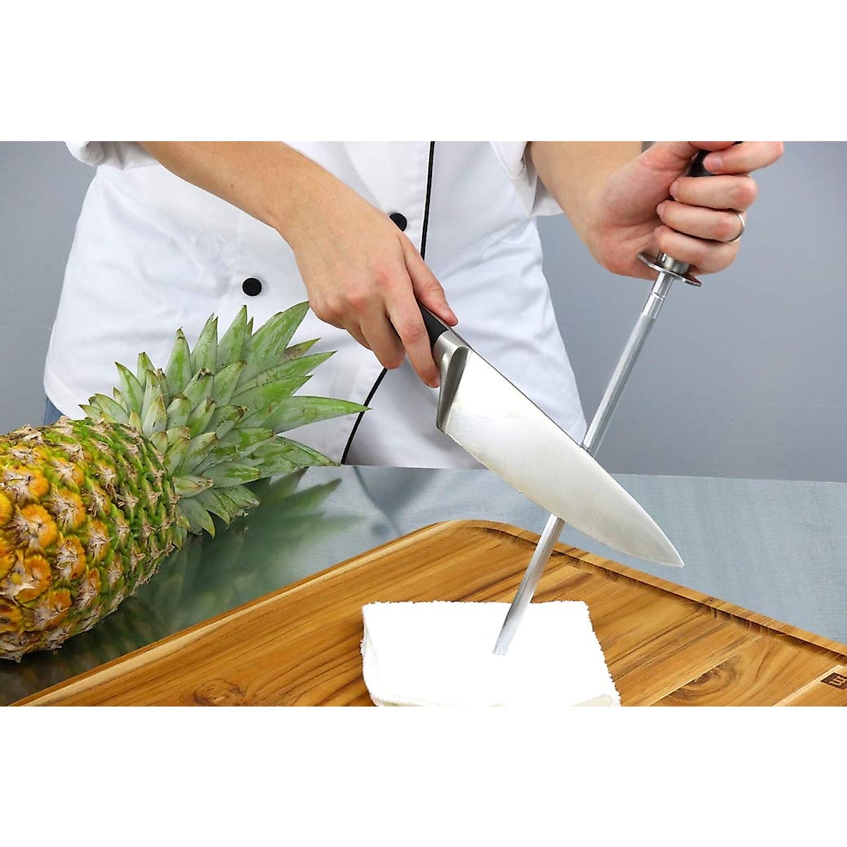 Professional Honing Steel 12”, Magnetized for Safety, No Rust, No Cheap Plastic! Noble’s Knife Sharpener Has an Oval Handle for a Firm Grip and is Built For Daily Use, Perfect for Chefs!