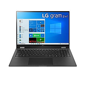 LG Gram 16T90P - 16" WQXGA (2560x1600) 2-in-1 Lightweight Touch Display Laptop, Intel evo with 11th gen Core i7 1165G7 CPU, 16GB RAM, 2TB SSD, 21 Hours Battery, Thunderbolt 4, Black - 2021