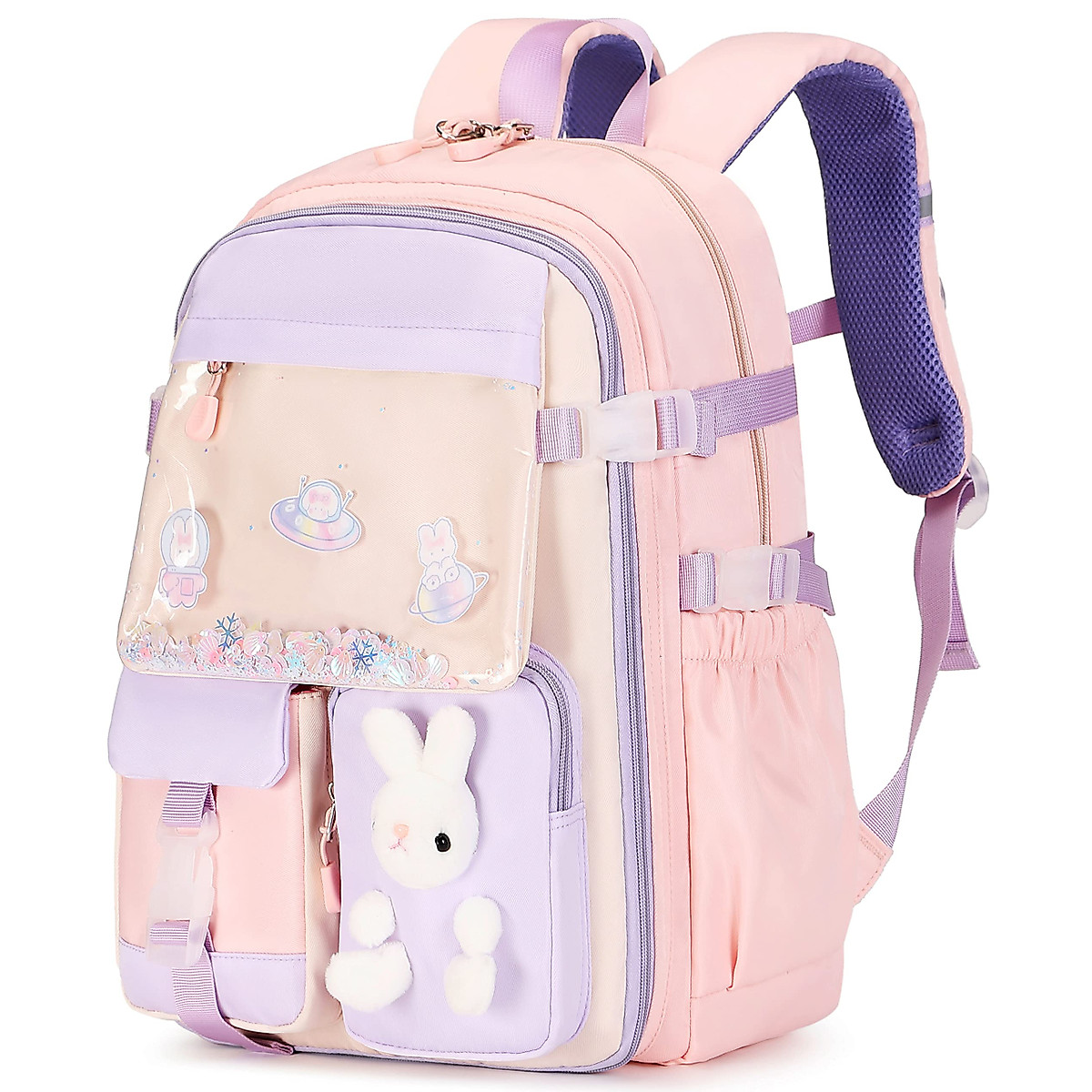 nine-tailed fox Bunny Backpack for Girls,Cute Backpack Little Girl Kindergarten Preschool Elementary School Bookbag Set (Only Backpack Pink)
