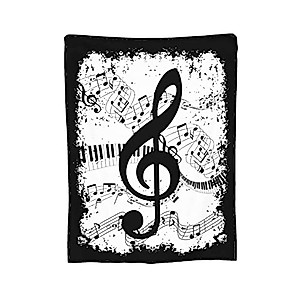 MIBDDK Abstract Music Note with Piano Blanket Flannel Fleece Throw Blankets for Sofa Couch Bed Office All Season 60"X50"