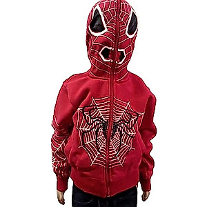 Rvnsu Women Y2K Spider Web Hoodies Gothic Full Zip Up Hoodie Punk Jackets Graphic Sweatshirt Hoodies(Red,M)