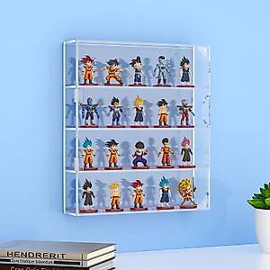 AITEE Acrylic Display Case for Mini Funko Pop Figures, Clear Wall Mounted or Desktop 4 Layer Storage Box Cabinet Organizer for Mini Toys, Collections or Stone
