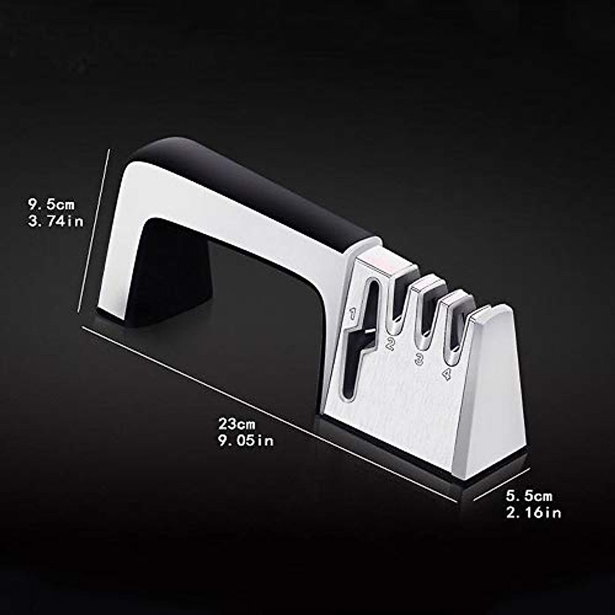 klm Kitchen Knife Sharpener, 4 in 1 Sharp Knife and Scissor Sharpener, with Diamond Emery, Ceramic, Tungsten Steel, Non-Slip Base