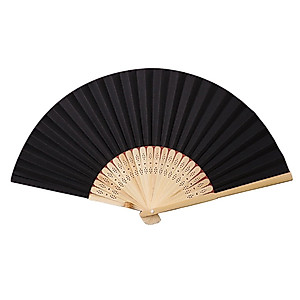 RAZZUM Decorative Folding Fans Vintage Bamboo Hand Folding Flower Fan Chinese Dance Party Colorful Wedding Lace Silk Folding Hand Held Solid Color Fan Fan