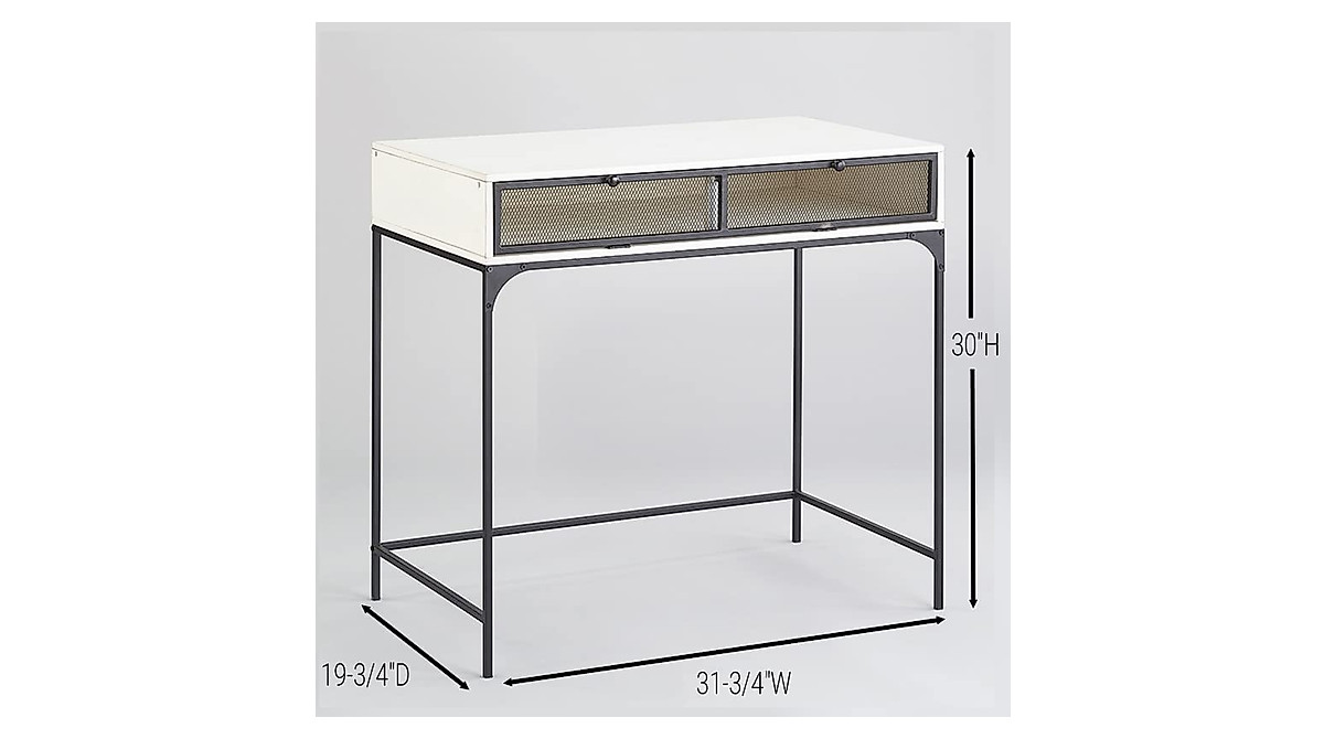 Farmhouse Office Desk - Rustic White Desk with Storage