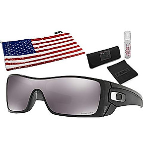 Oakley Batwolf Sunglasses (Black Ink Frame, Prizm Black Lens) with Lens Cleaning Kit and Country Flag Microbag