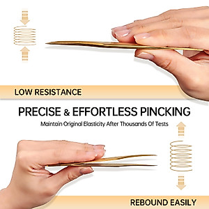 Lash Tweezers for Eyelash Extension, Hand Calibrated Dolphin-shaped Tip eyelash tweezers, False Lash Application Tools, Lash extension tweezers gold