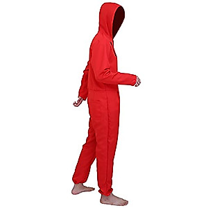 Angelaicos Unisex Red Jumpsuits Mask Costume Halloween Party Coverall (Large, Full Set)
