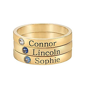 Stackable Birthstone Name Ring - 18k Gold Plated