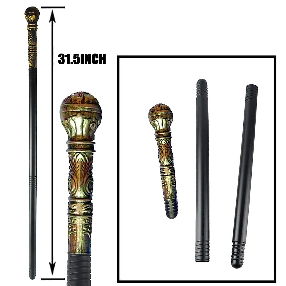 Akokvlar Adult Unisex 9PCS Plague Doctor Costume with Mask Gloves Hat Necalace Scepter (Black, X-Large)