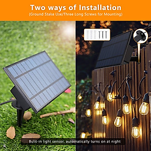 BrizLabs Outdoor Solar String Lights, 39ft Hanging Solar Patio Lights with 16 LED Shatterproof Bulbs, S14 Waterproof Solar String Lights 4 Modes for Patio Garden Backyard Gazebo Porch Balcony, 2700K