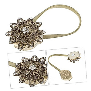 DOITOOL Curtain Tie Window Drapery Holdback Flower Drapery Tiebacks Outdoor Curtain Bedroom Curtain Buckle Curtain Holdbacks Curtain Rope Tie Backs Flower Decor Clip Alloy Magnetic