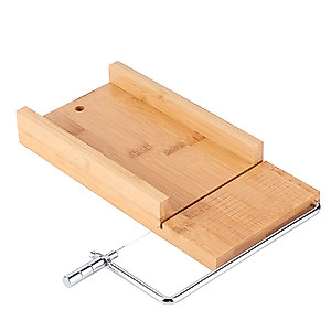 Soap Making Kit, Soap Cutter, Silicone Soap Molds, Soap Making Tools, 1200ml DIY Silicone Soap Making Mold Wooden Box Set Manual Soap Cutter with Scale Kitchen Tool