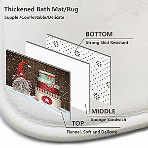 Stylish Christmas Shower Curtains for Bathroom, Christmas Cartoon Gnome Gift Bathroom Shower Curtain Set with Mat Rug 12 Hooks