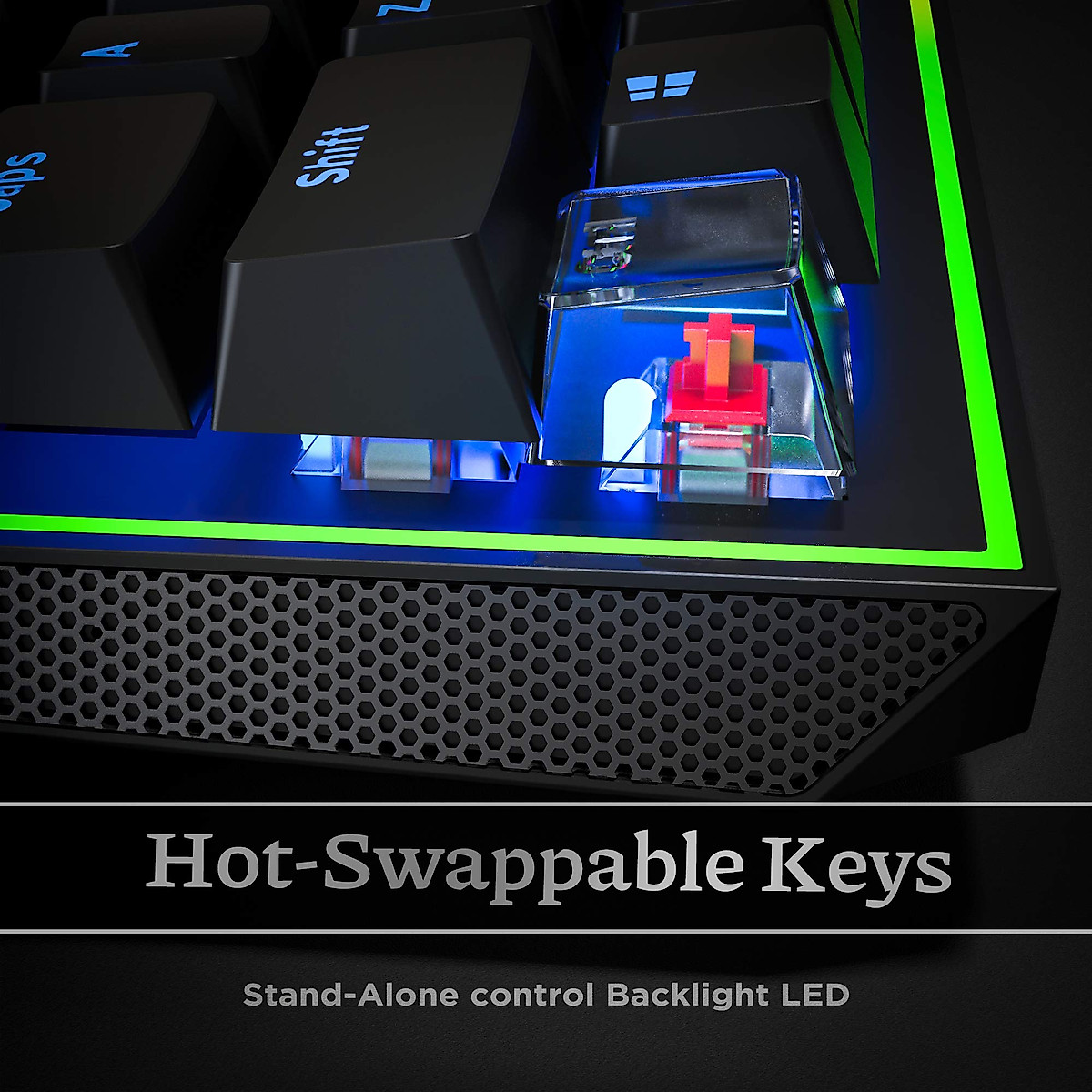 Newmen GM711 Gaming Keyboard Full Size RGB Backlit Hot-Swappable Mechanical Keyboard with Multimedia Control 104-Key Wired PC Gaming Keyboard for Windows Mac(Brown Switch)