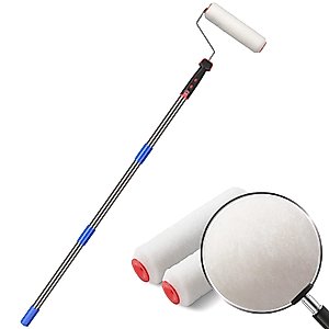 HOSKO 4FT Paint Roller Kits - 9.5 inches Roller Frame with 3 Paint Roller Covers and 36 inches Stainless Steel Detachable Handle - for Painting Walls and Ceiling